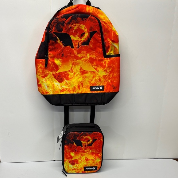 Hurley | Accessories | Hurley Backpack Lunchbox Set Fire Flame Orange ...